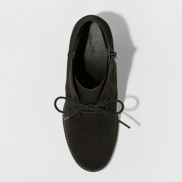 Universal Thread | Shoes | Black Microsuede Wedge Heel Lace Bootie ...